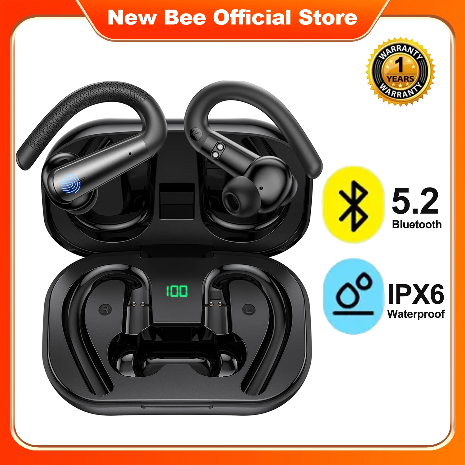New-Bee-X13-Wireless-Bluetooth-Earbuds-IPX6-Waterproof-Sport-Earphones-TWS-Ear-Clip-Handsfree ...