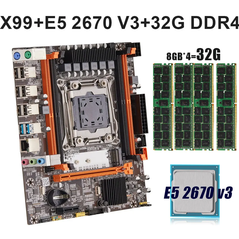 Kit-Xeon-X99-Motherboard-Set-With-Xeon-E5-2670V3-CPU-32G-DDR4-RAM ...