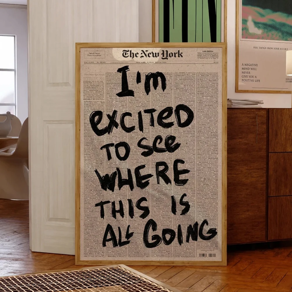 Typography-Vintage-Newspaper-Psychedelic-Quotes-Wall-Art-Prints-Canvas ...