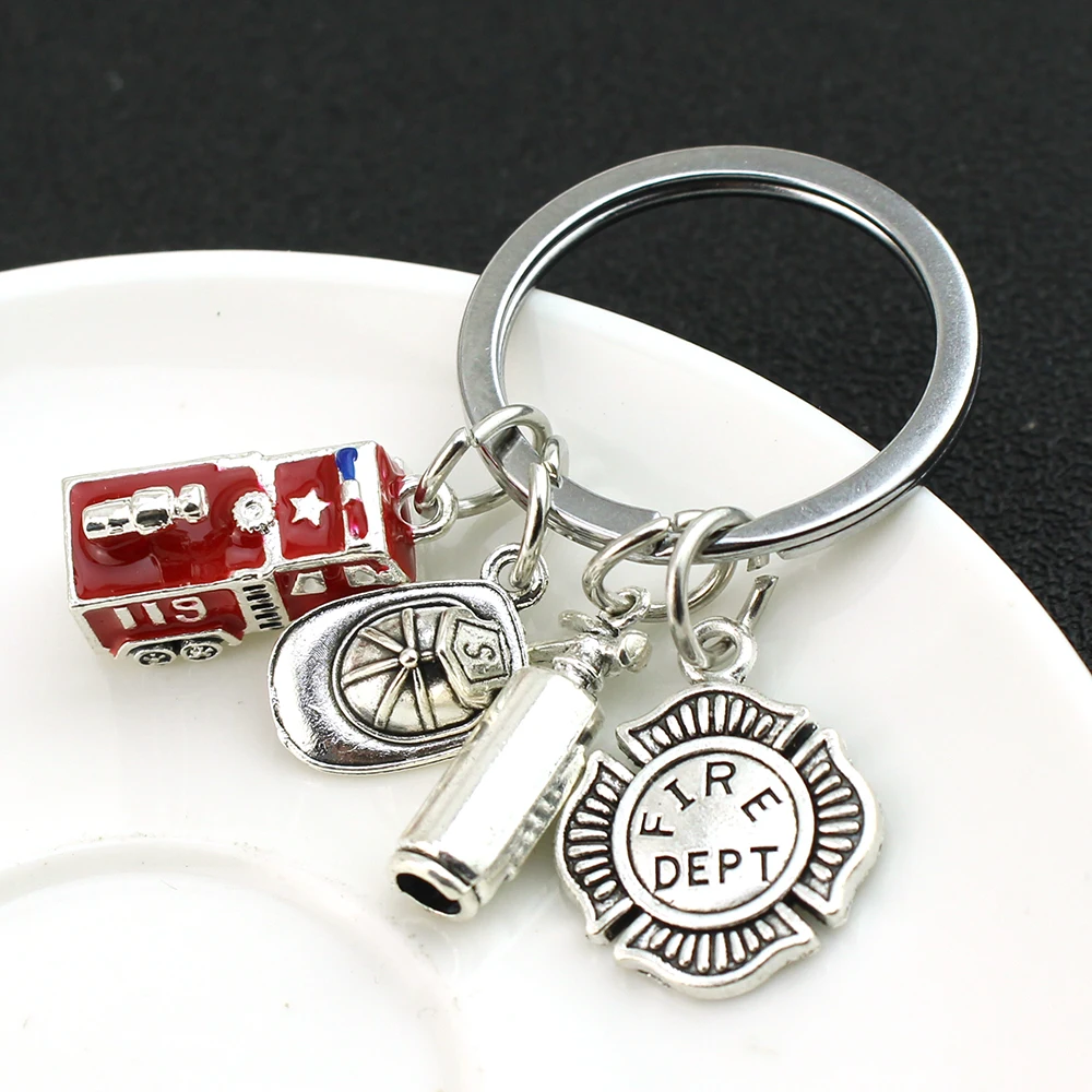 New-Fire-Extinguisher-and-Flame-Key-Chain-Letters-Firemen-Fire-Hero-Key ...