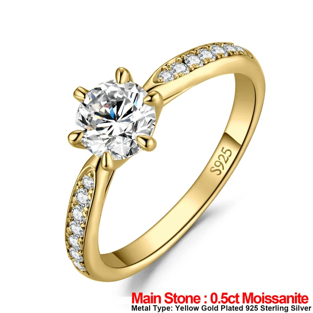JewelryPalace-모이사나이트 D 컬러 0.5ct 1ct 1.5ct 2ct 3ct 라운드 S925 스털링 실버 웨딩 약혼 반지, 여성용