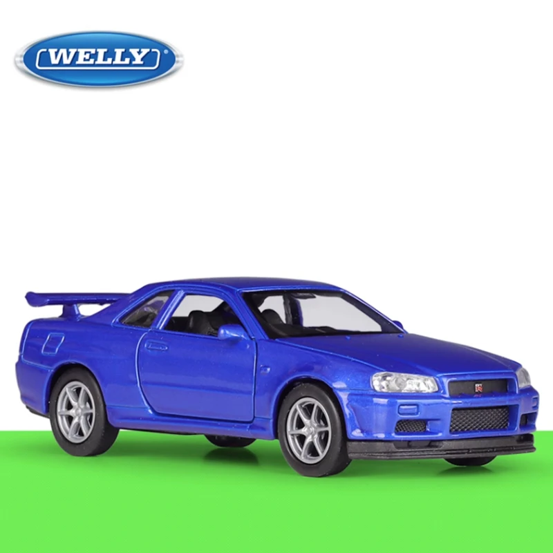 Welly 1/36 Nissan GTR R34 Skyline Alloy Sports Car Model Diecast Metal ...