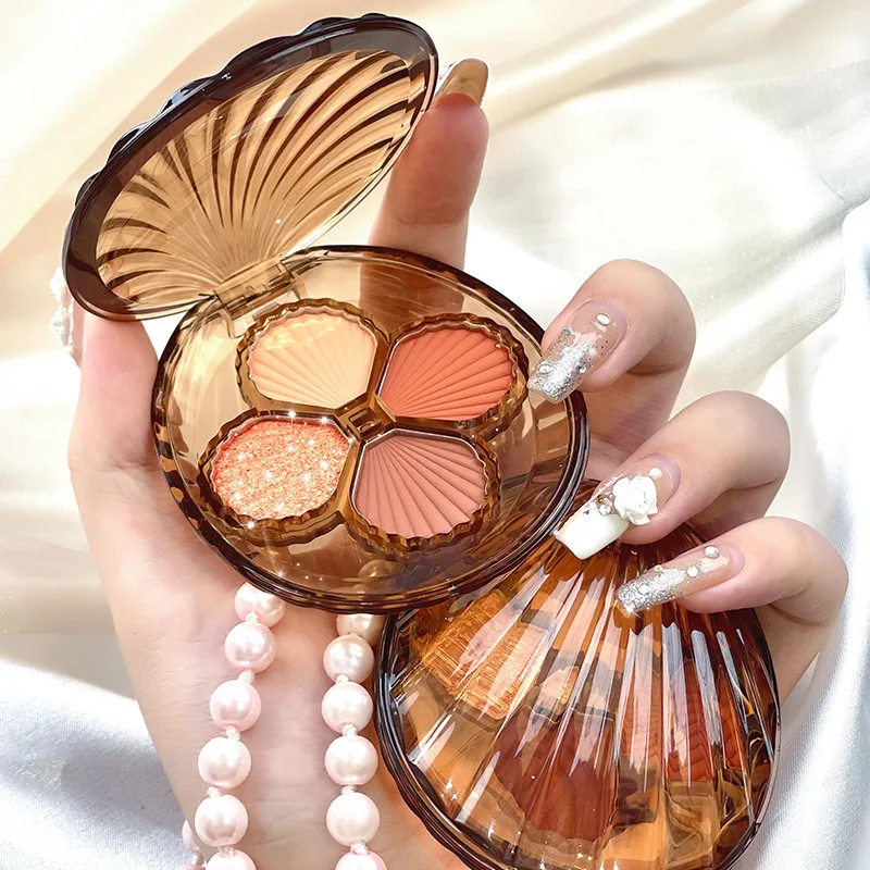 Paleta-de-sombra-de-ojos-de-concha-acr-lica-de-4-colores-maquillaje ...