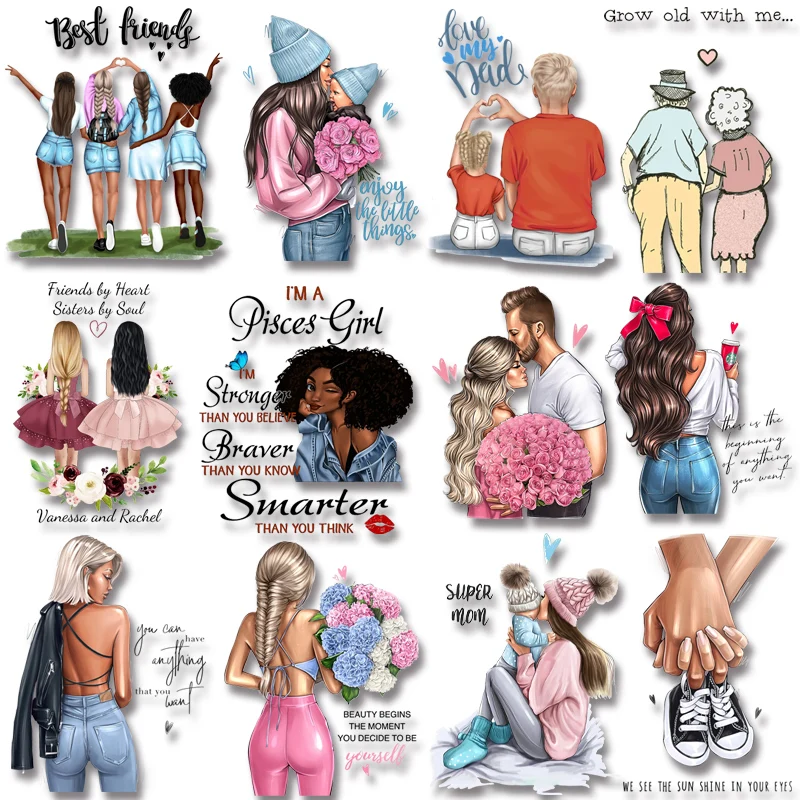 Fashion-Women-Friends-Love-Vibes-Iron-on-transfers-Heat-transfer ...