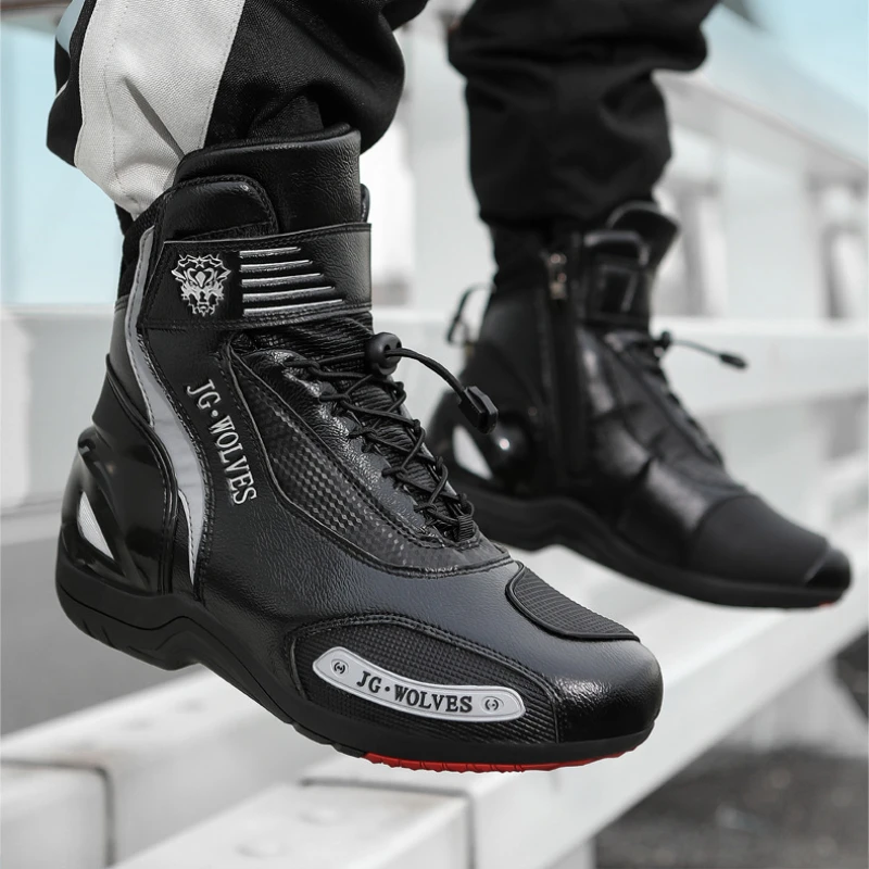 Black-Motorcycle-Shoes-Men-Off-road-Adventure-Motocross-Low-Boots-Retro ...