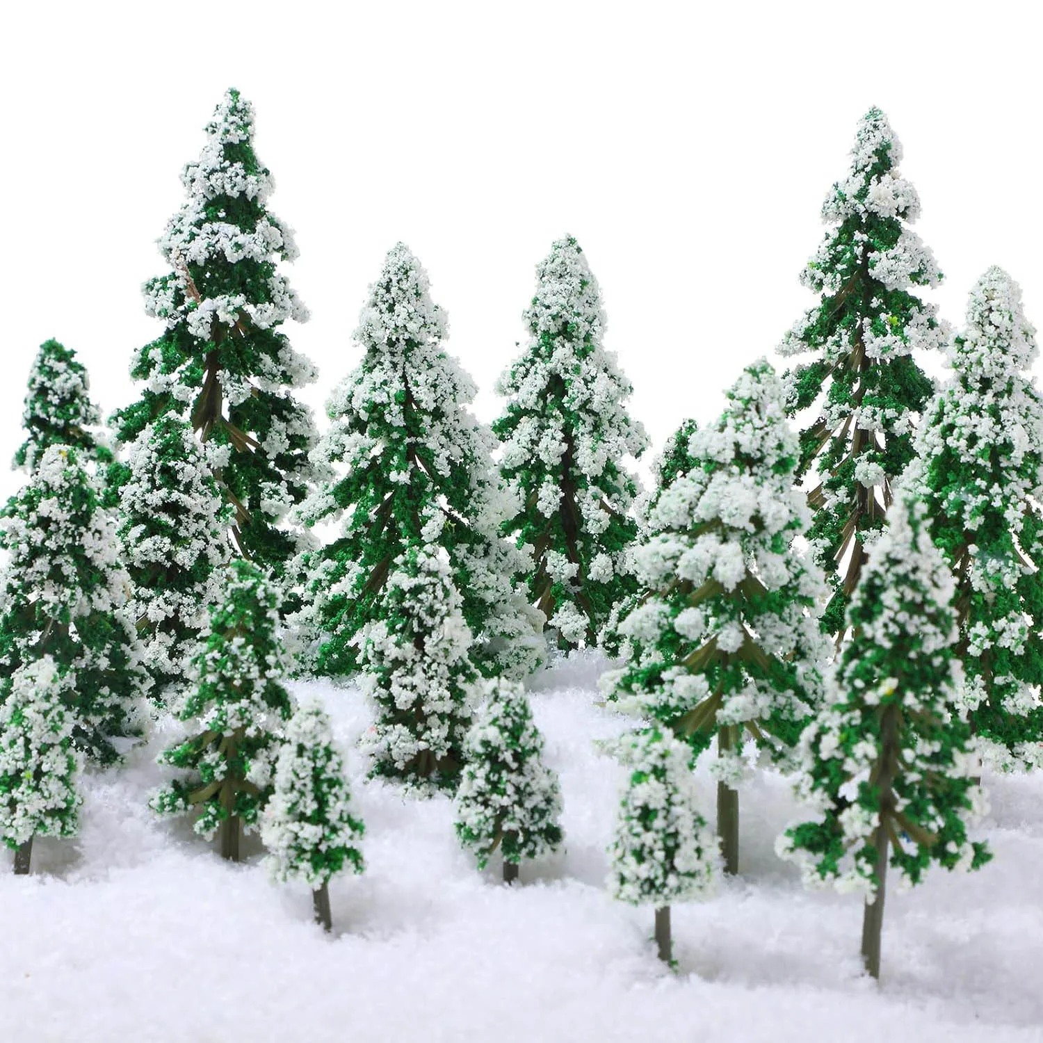 6 Sizes of Mini Snow Pine Model Trees Scenery Trees for Christmas ...