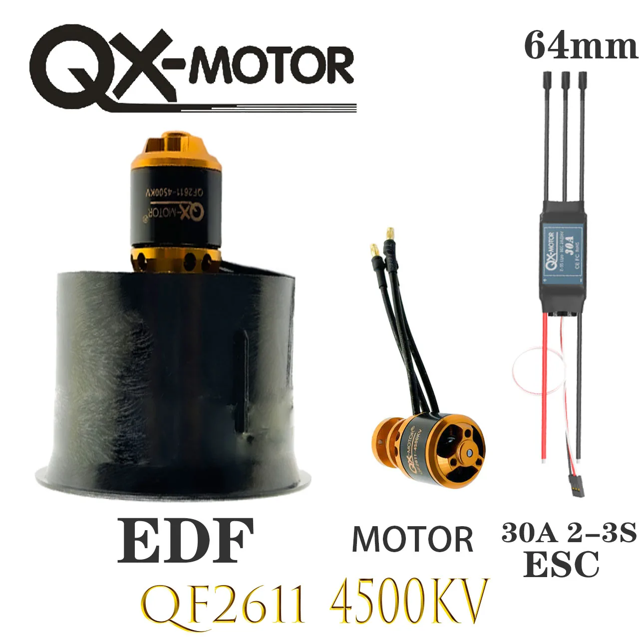 QX-MOTOR-64mm-EDF-5-Blades-Ducted-Fan-QF2611-2011-4500KV-Brushless ...