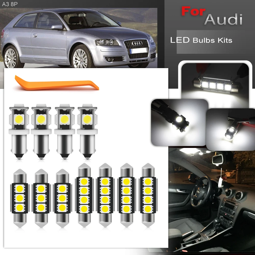 12PCs-CAN-bus-Error-Free-White-Led-Interior-Light-Kit-Package-Replace ...