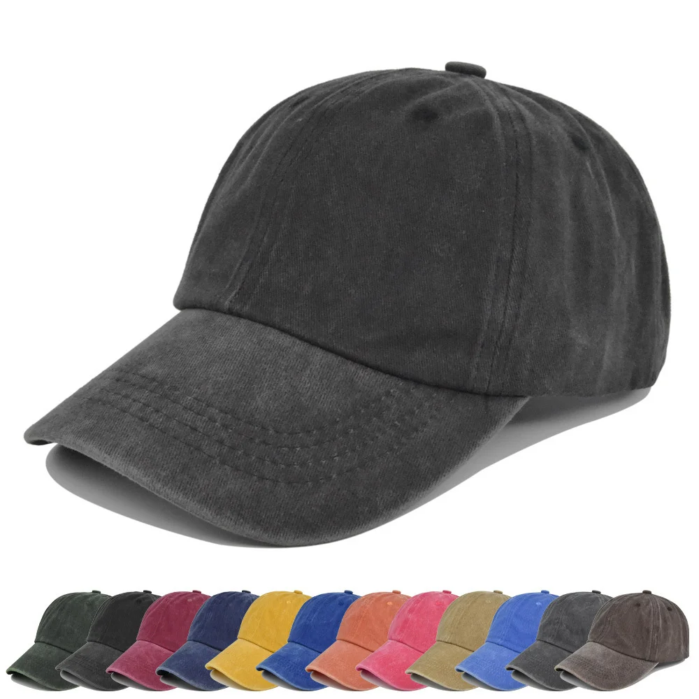 Plain-Blank-Baseball-Cap-Vintage-Distressed-Dad-Hat-Washed-Cotton-Sun ...