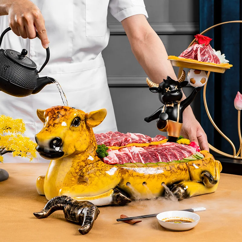 Hot-Pot-Ox-Shaped-Creative-Special-Tableware-Dry-Ice-Plate-Mutton ...