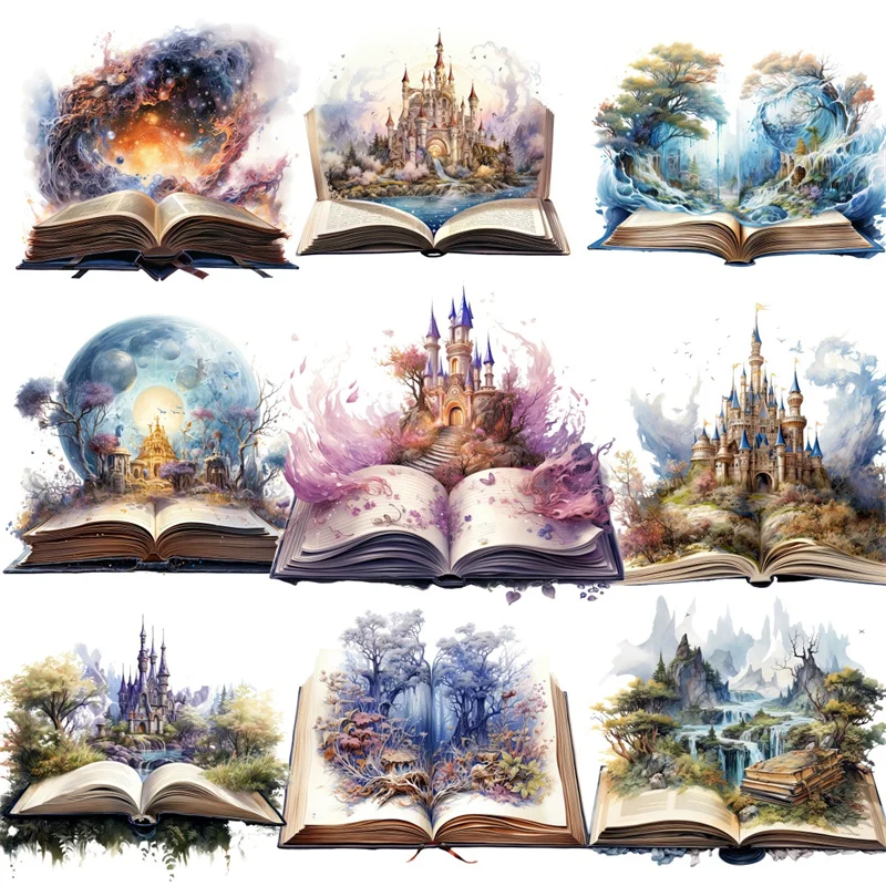 Stickers-Hand-painted-Watercolor-Fairy-tale-castles-in-fantasy-books ...
