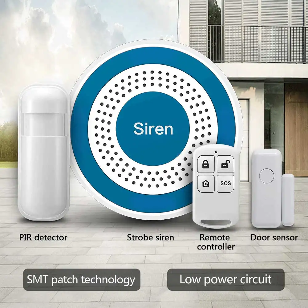 Home Alarm Mini Alarm Siren Wireless 433MHz Sound & Light Indoor strobe ...