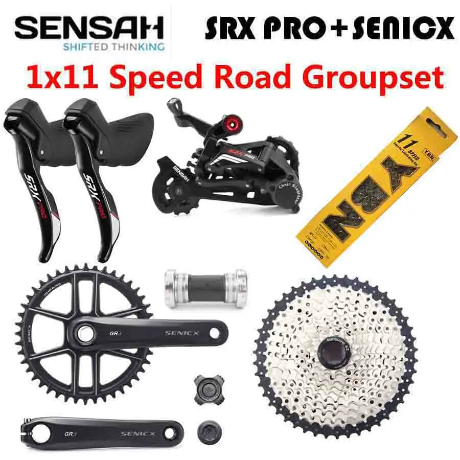 SENSAH SRX PRO 로드 바이크 그룹셋, STI R/L 시프터, 후방 변속기, GR3 크랭크셋 카세트, 자갈 자전거 ...