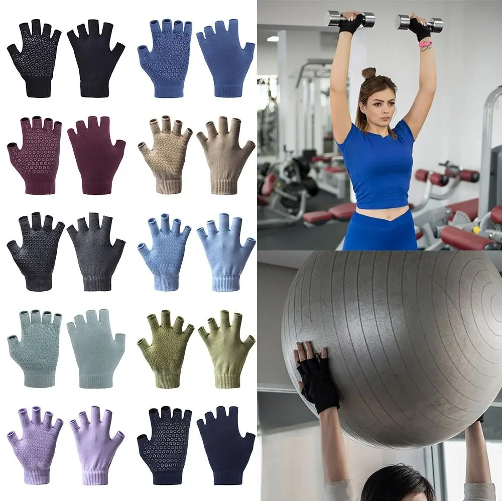 Autum Winter Warm Half-finger Yoga Gloves Pilates Gloves for Women ...