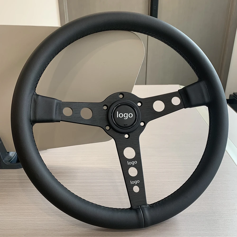 14inch-350mm-momoo-Prototipo-Black-Edition-Leather-Steering-Wheel-JDM-Racing-Sport-Steering ...