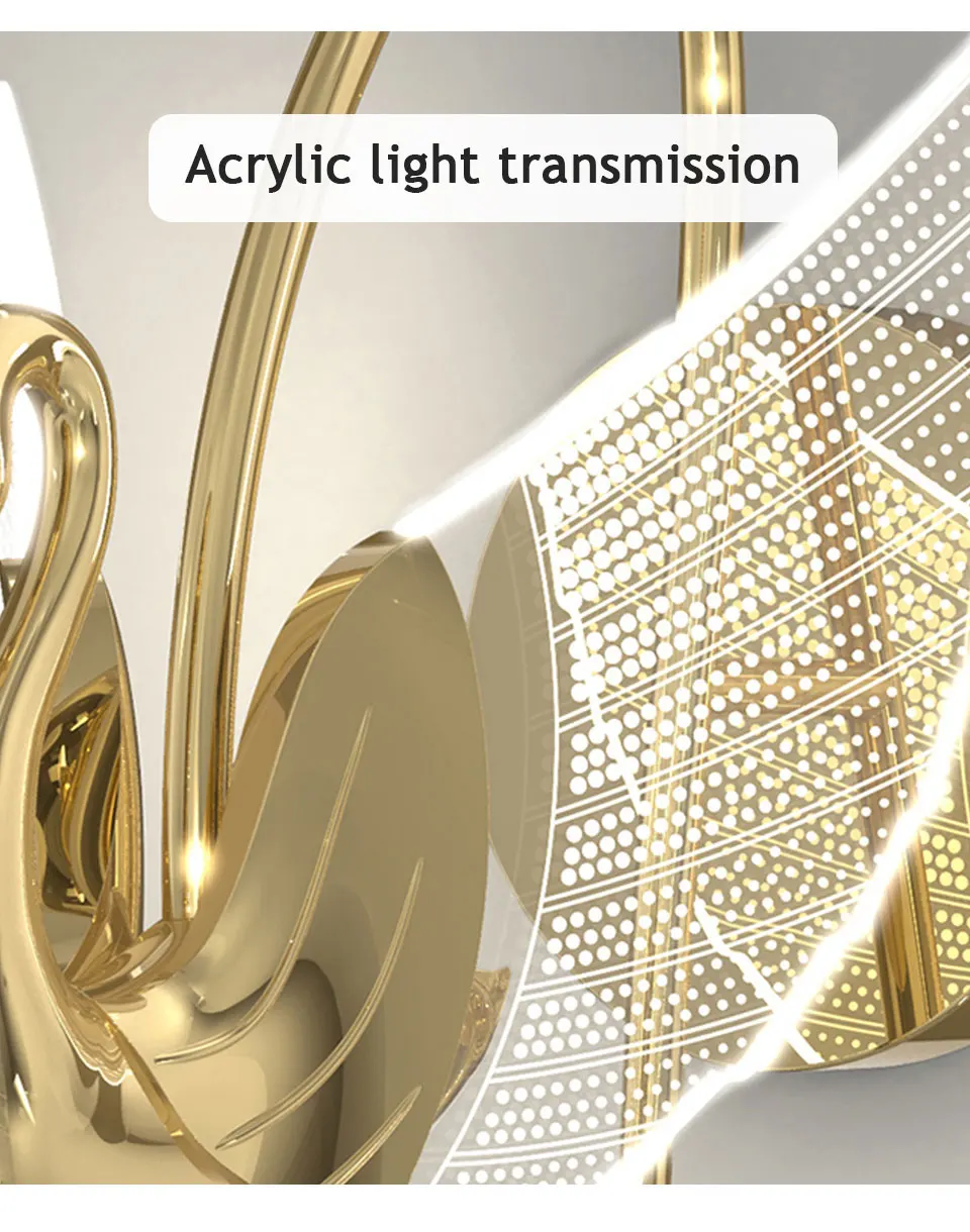Nordic Art Deco LED Swan Wall Lamp for Bedroom Bedside wall Living ...