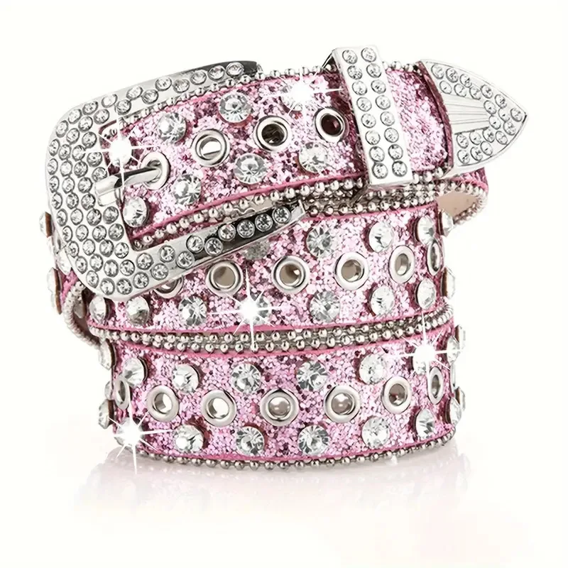 Punk strass cintos femininos para jeans de luxo famosa marca cravejada ...
