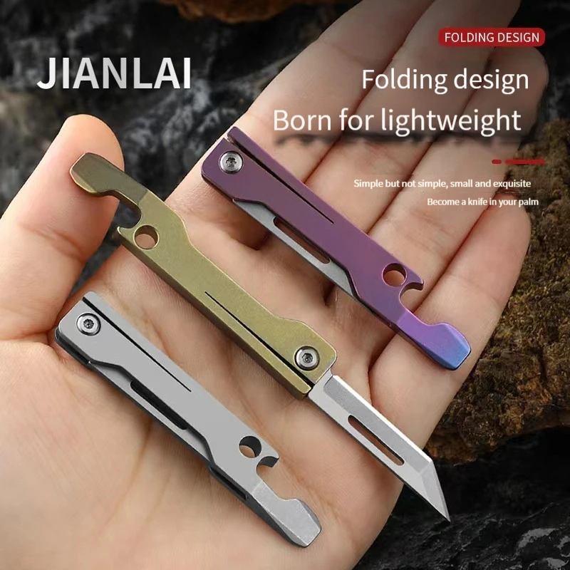 Outdoor-Mini-Folding-Titanium-Alloy-Knife-Sharp-Portable-Unpacking-and ...