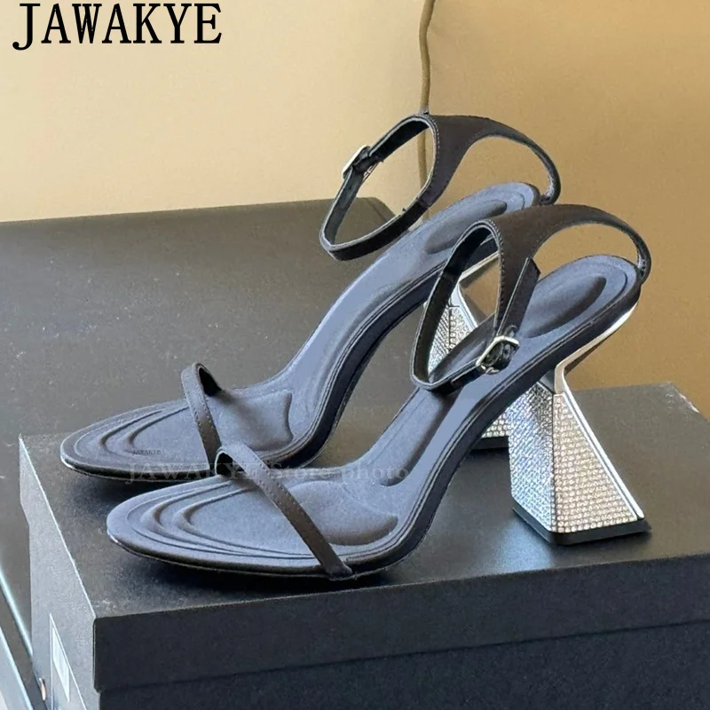 Sexy-Ankle-Buckle-Strange-Heels-Sandals-Woman-Black-Round-Open-Toe ...