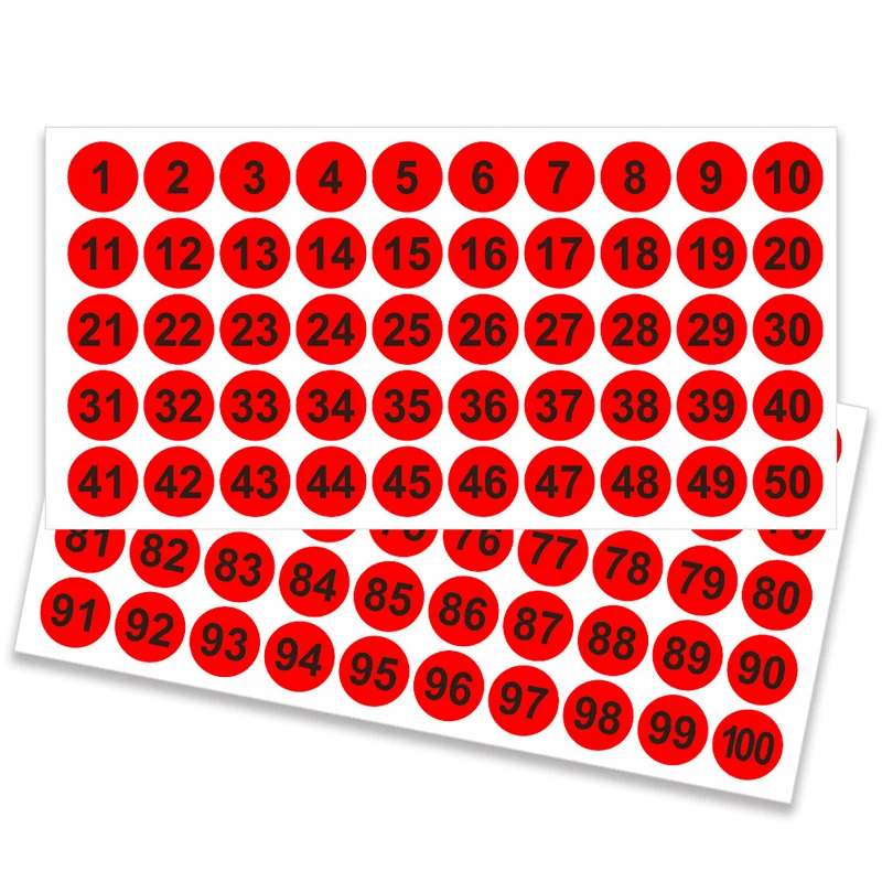 Number dot sticker label 1 to 100 numbered item storage classification ...