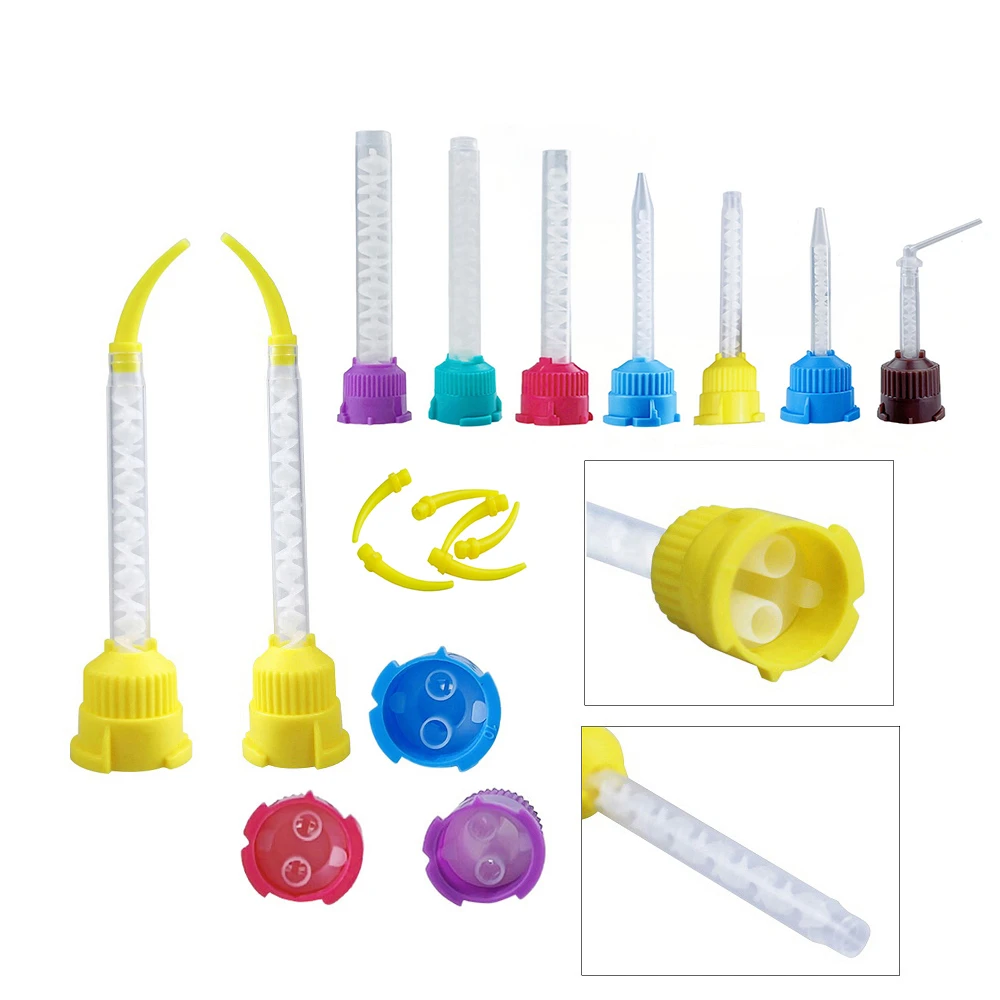 Denspay 50pcs Dental Material Silicone Rubber Conveying Mixing Head ...