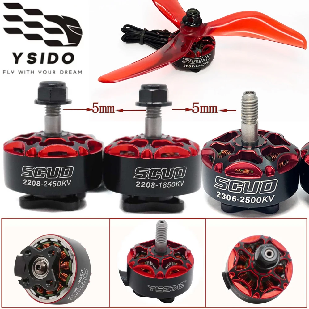 Motor sin Escobillas YSIDO 2207 2208 2306 3-6S con Eje de 5 mm para ...