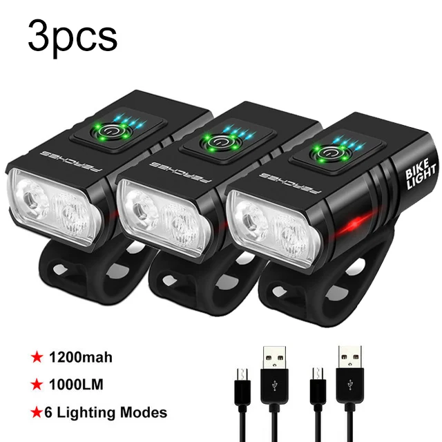 3pcs-1000Lumen-Bicycle-LED-Light-Front-Light-Lanterna-Rechargeable-MTB ...