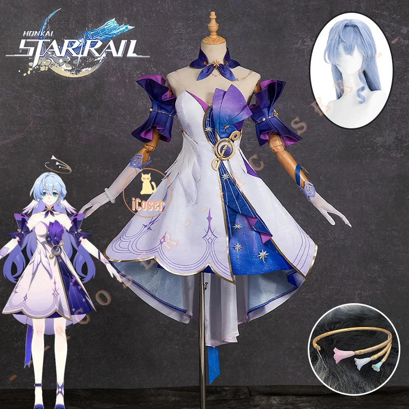 Robin Cosplay Costume Dress Wig Honkai Star Rail Uniform Wings Headwear ...