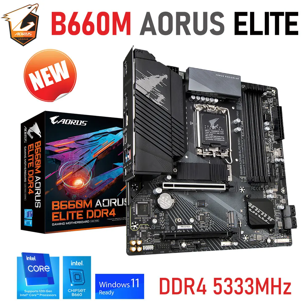 Gigabyte B660M AORUS ELITE DDR4 LGA 1700 Motherboard Support Intel 12th 13th Gen Core i3 i5 i7 ...