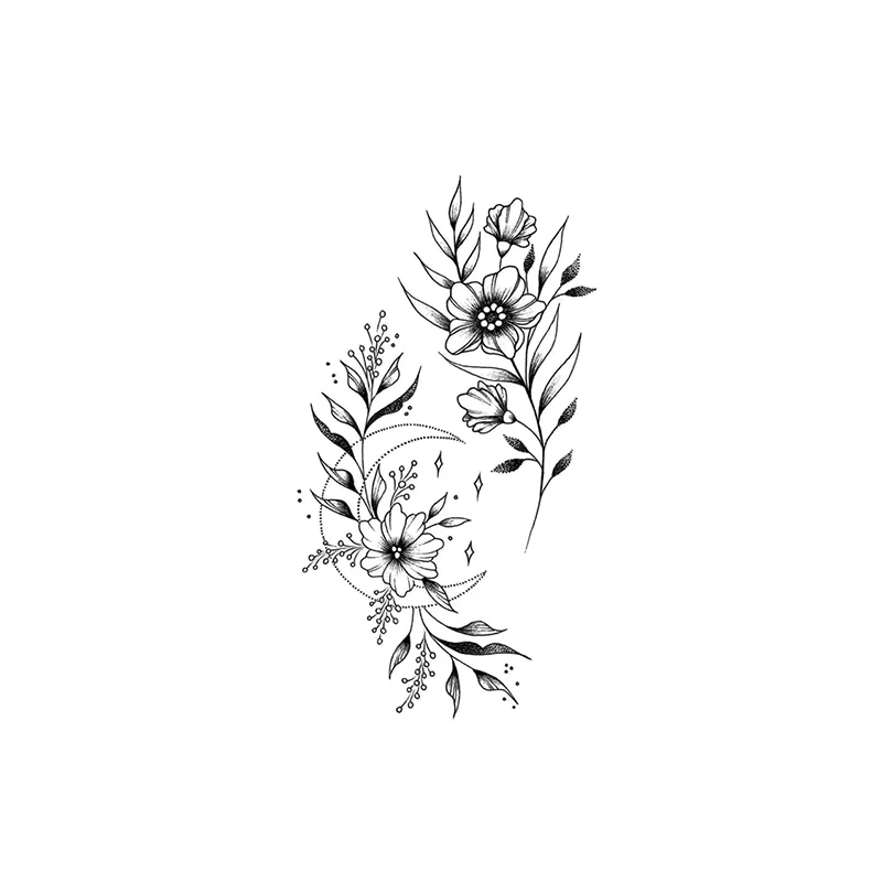 Star And Flower Tattoos Designs