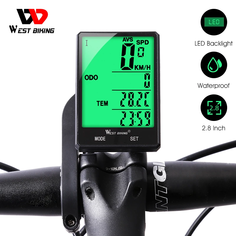West Biking 2.8" Large Screen Bicycle Computer Wireless Wired Bike ...