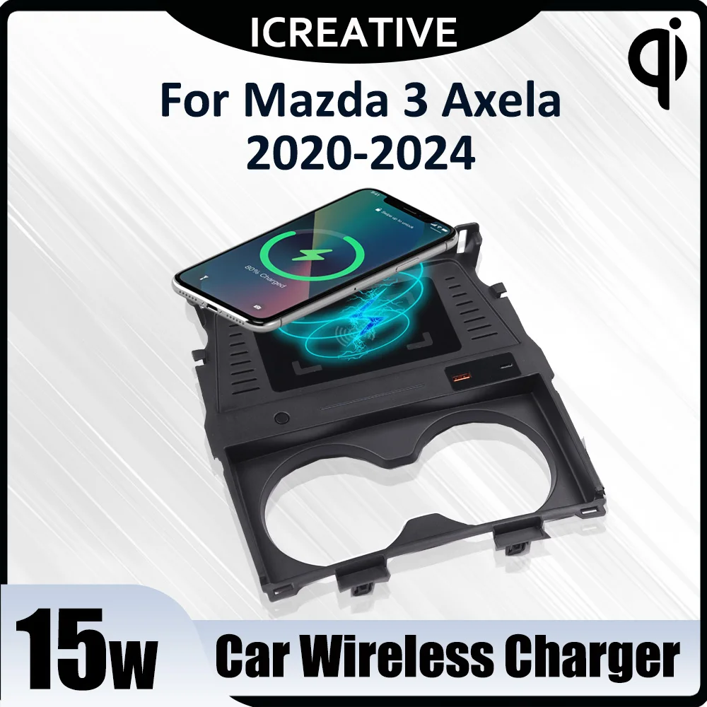 Wireless Car Charger Qi 15W Fast Charging Pad for Mazda 3 Axela 2020 ...