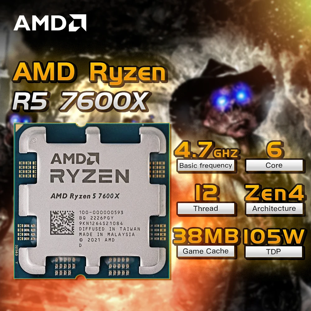 Amd Ryzen 5 7600x Cpu 6-core 12 Thread Computador De Mesa Ryzen 5 7600x ...