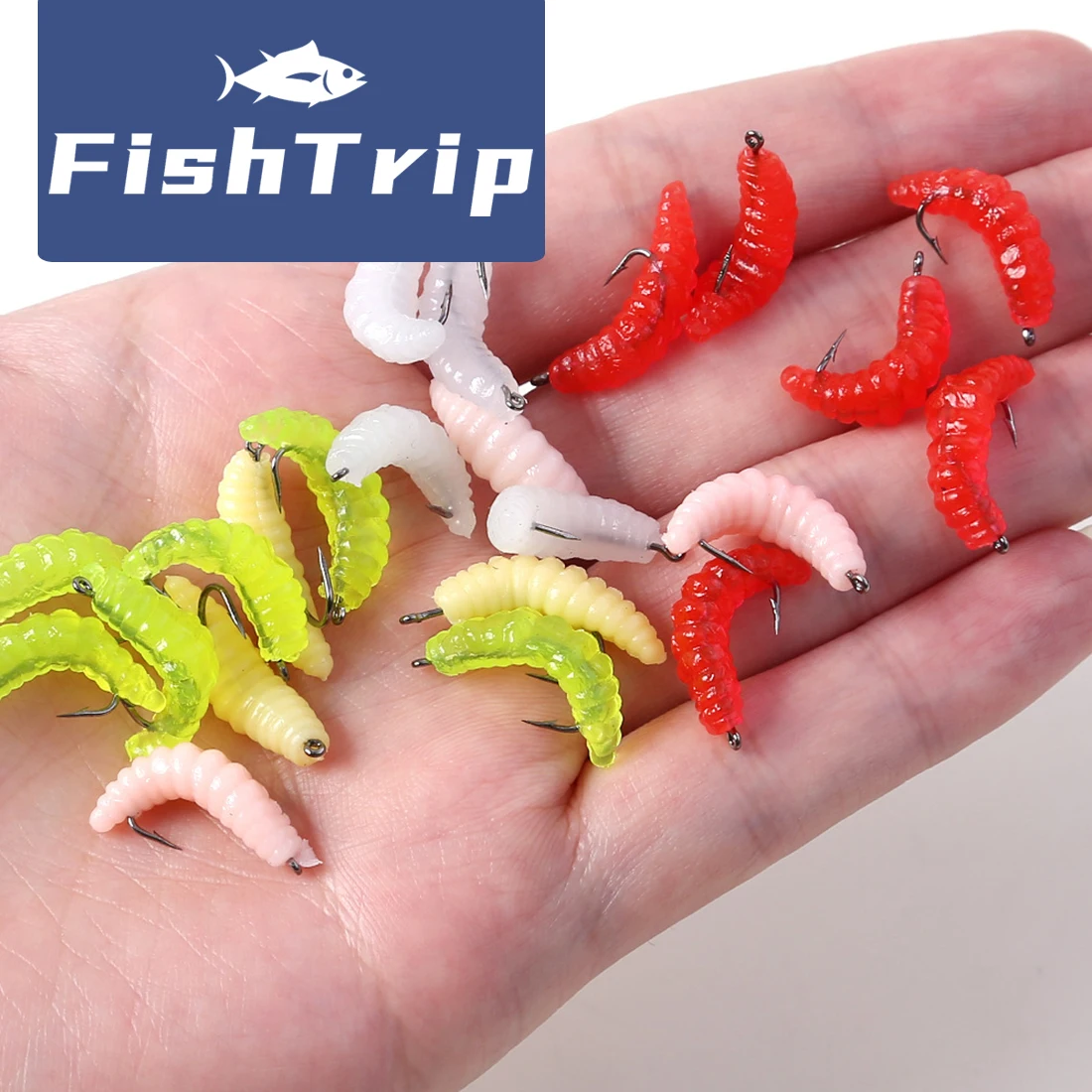 FishTrip Soft Maggot Baits Fake Bread Worms Silicone Maggot Baits Bread ...