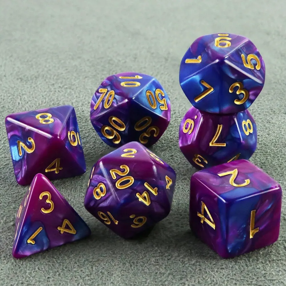 7PCS 1 Set Galaxy Style DND Dice Set D4 D6 D8 D10 D12 D20 Multifaceted ...