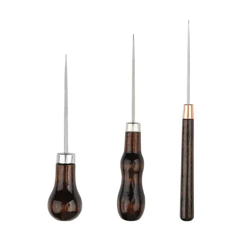 Sewing Tools with Wooden Handle DIY Leather Boots Tent Sewing Awl Pin ...