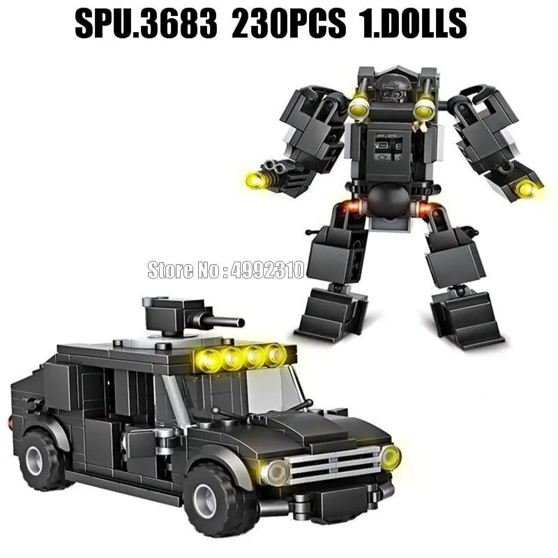 7002-2 230pcs 2in1 Swat Deformation Transformation Robot Armored ...