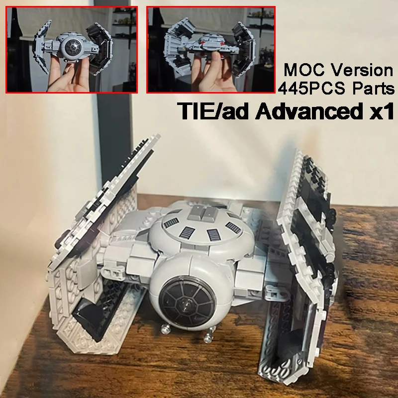 NEW-445Pcs-MOC-Spaceship-TIE-ad-Advanced-x1-Vader-s-Fighters-Building ...