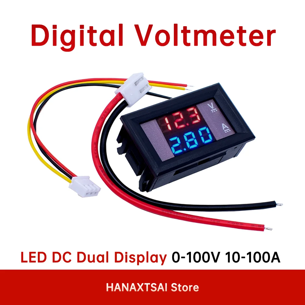 DC 0-100V 10A-100A Digital Voltmeter Ammeter Dual Display Voltage Detector Current Meter Panel ...