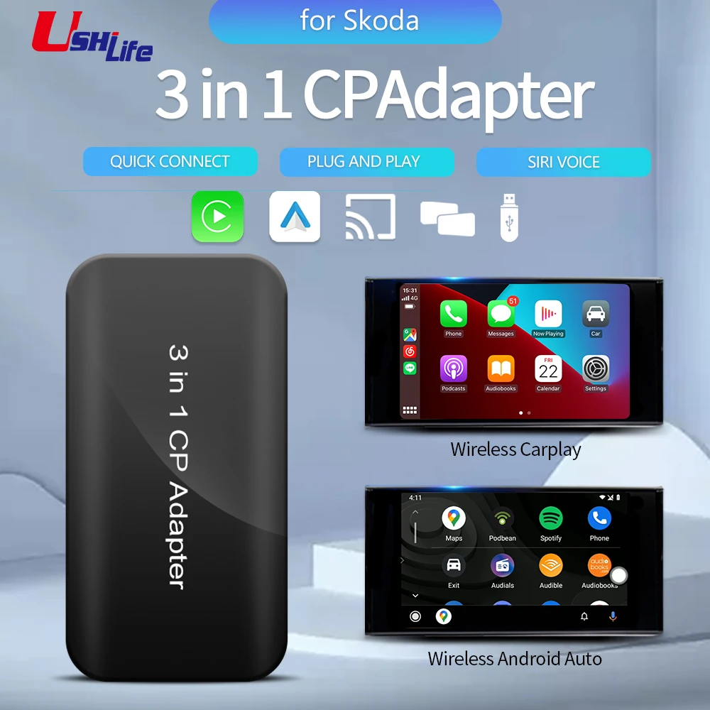 Android 11 Wireless Carplay Mini Ai Box Adapter Dongle USB For Skoda ...