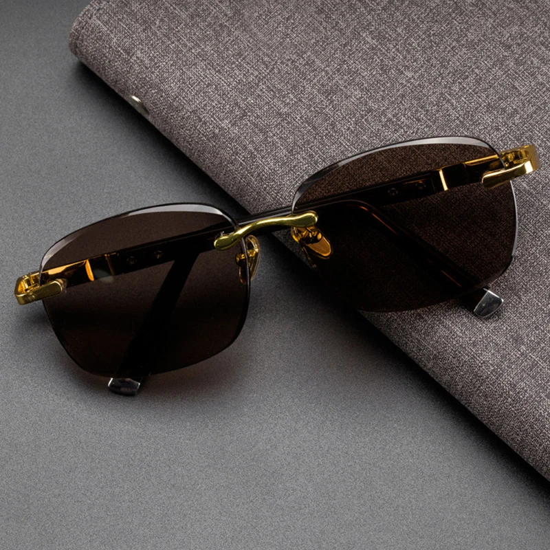 Brown-Pure-Natural-Crystal-Stone-Sunglasses-Man-Rimless-Glass-Sun ...