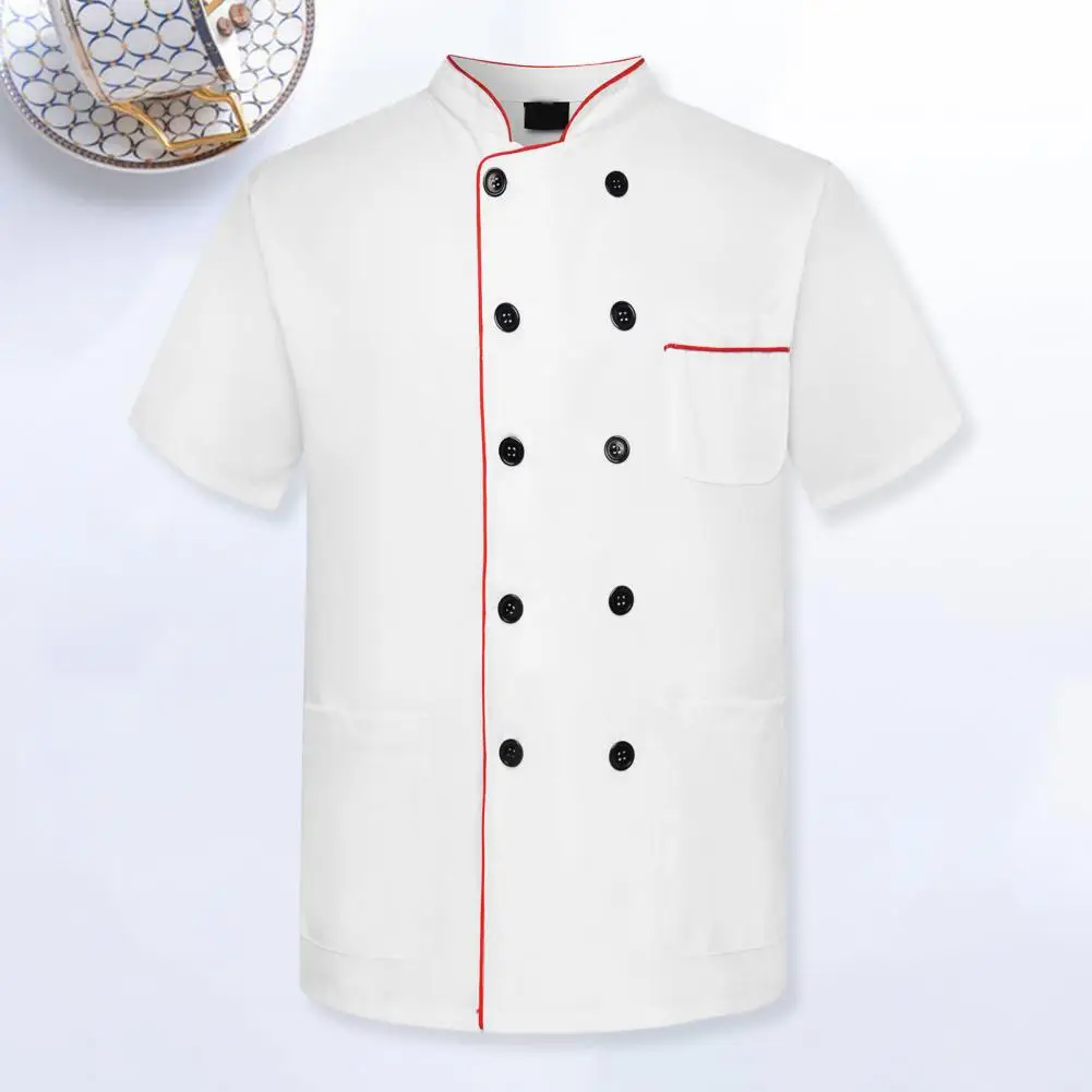 Mens-Chef-Shirt-Uniform-Coat-Jacket-Short-Sleeve-Restaurant-Kitchen ...