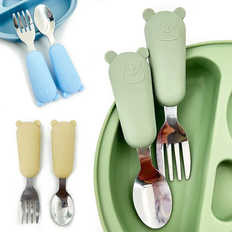 Baby Gadgets Tableware Set Children Utensil Stainless Steel Toddler ...