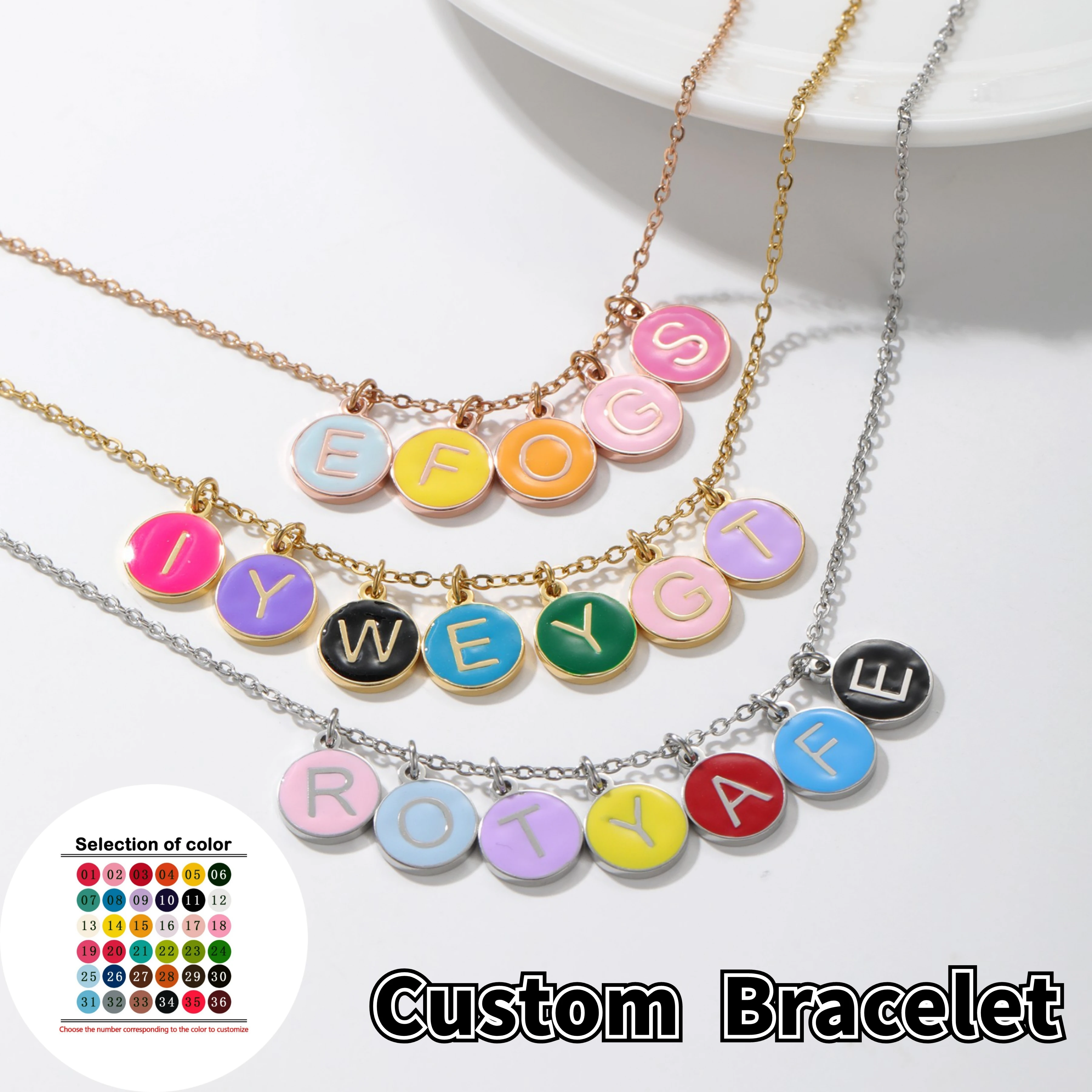 MYDIY-Personalized-Enamel-Bracelet-Customized-Name-Bracelet-Disc ...