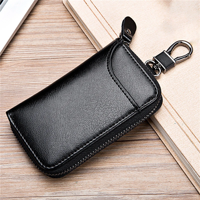 PU Leather Keychain Men Women Key Holder Organizer Pouch Split Car Key ...