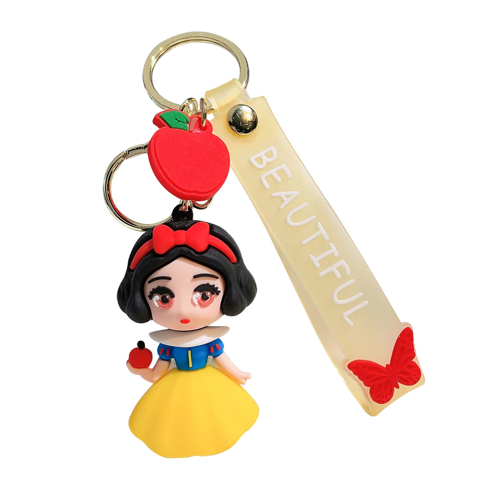 Disney Princess Cartoon Pendant Keychains Cute Snow White Elsa Belle ...