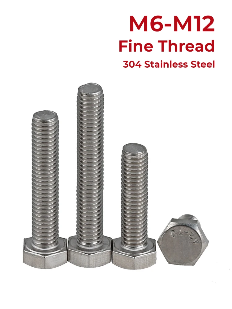 M 10 Bolt DIN960 Hex Bolt With Fine Pitch Thread Zinc M 16 Bolt