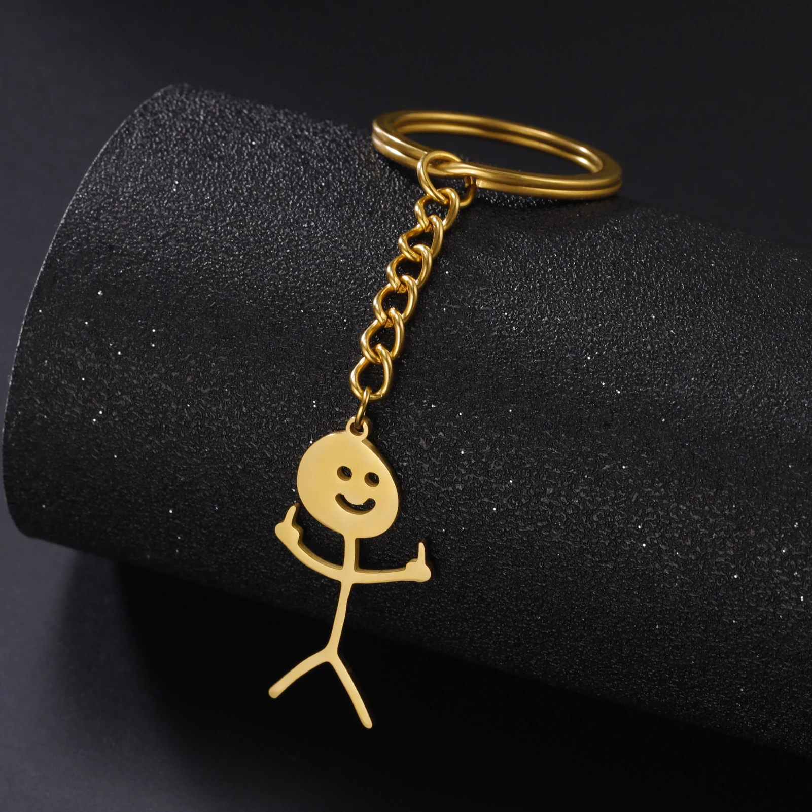 Teamer-Funny-Doodle-Key-Chain-Graffiti-Stainless-Steel-Middle-Finger ...