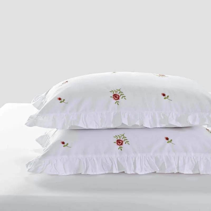 Funda-de-almohada-bordada-con-flores-rosas-funda-protectora-de-almohada ...