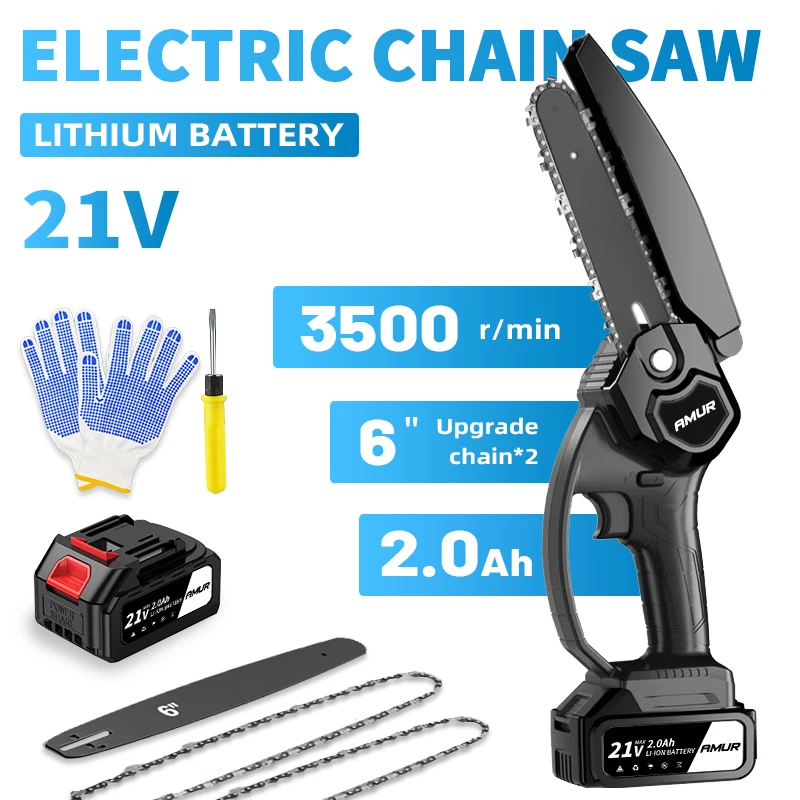 6-Inch-21V-2-0Ah-Mini-Chainsaw-Powerful-Cordless-Rechargeable-Handheld ...